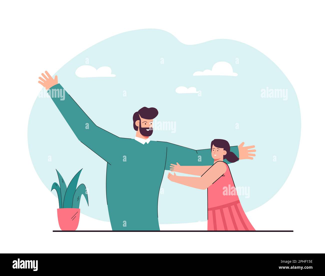 Cartoon father opening arms for daughter Stock Vector Image & Art - Alamy