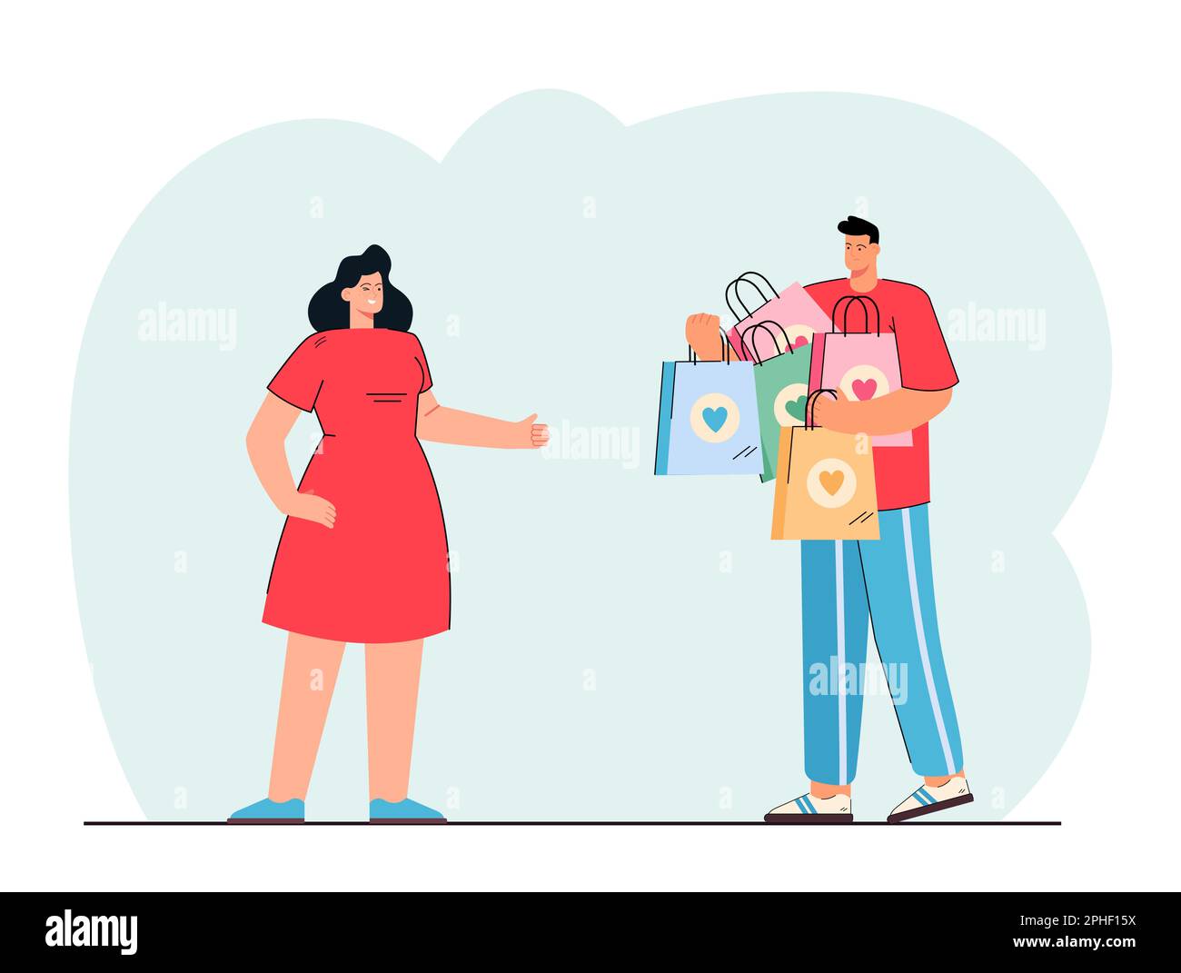 Husband carrying shopping bags for wife Stock Vector Image & Art - Alamy