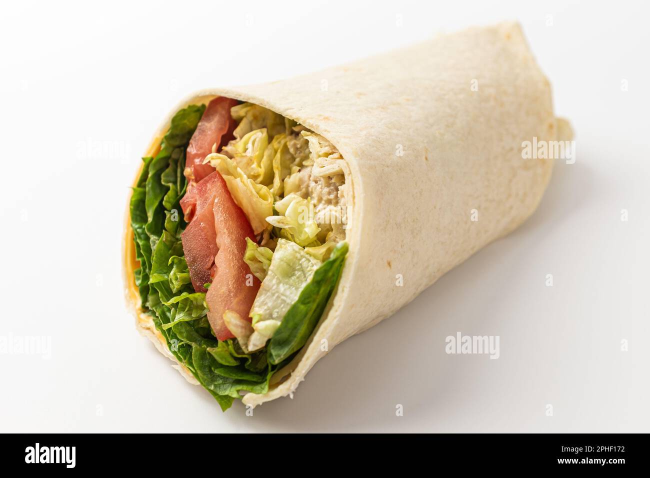 Chicken wrap on a white background Stock Photo - Alamy