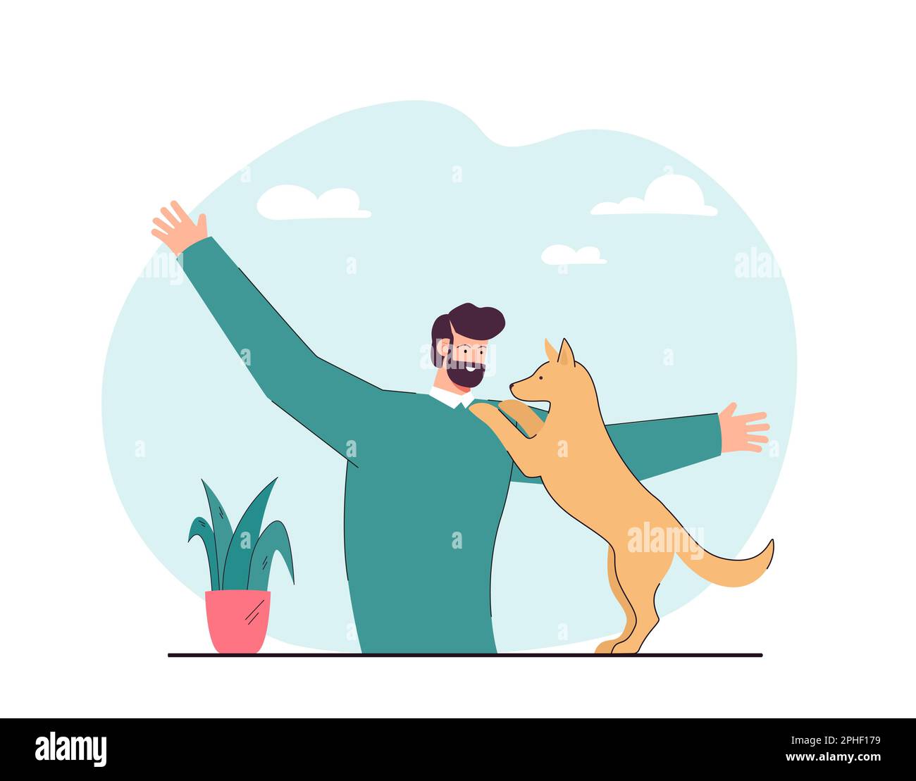 Owner playing dog puppy Stock Vector Images - Alamy