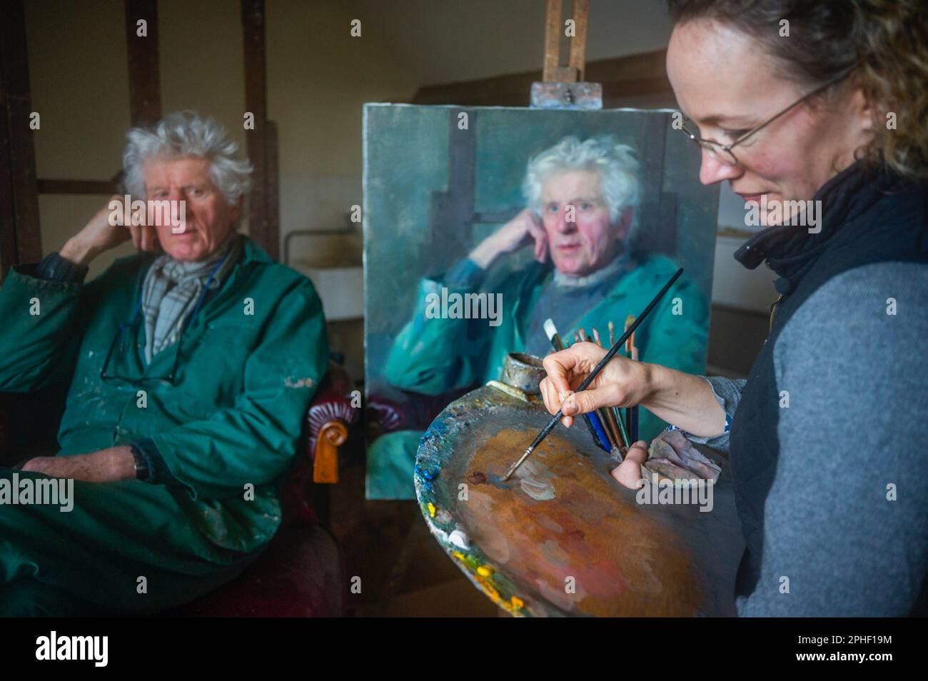 Artist on Artist Artist Frances Bell pictured working on her portrait ...