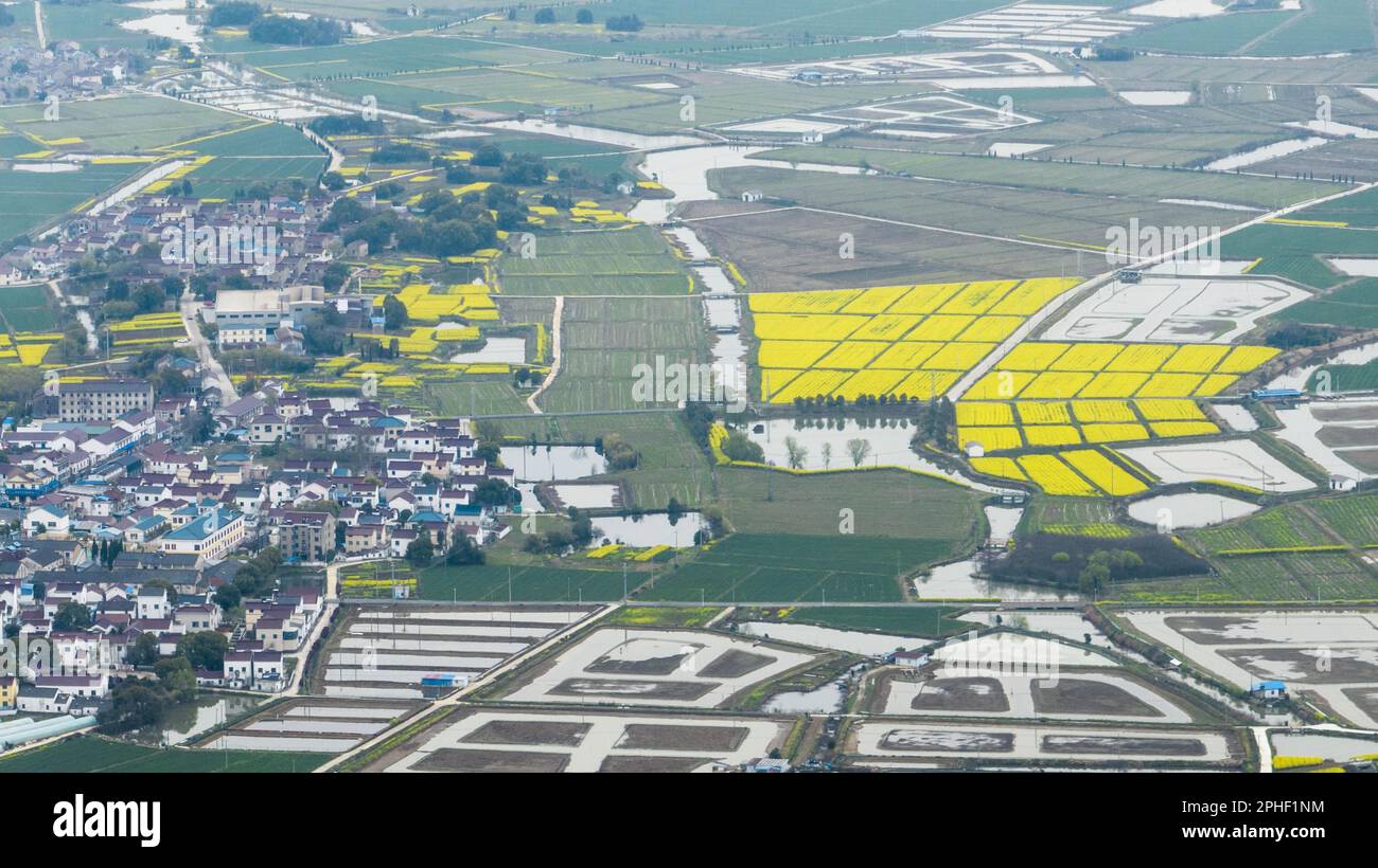 Aerial photo shows the spring scenery at Gaochun International ...