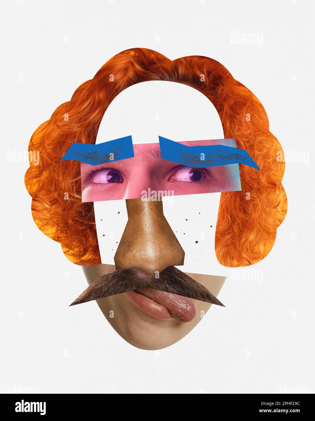 Creepy looking human face combined of diverse parts of human faces ...