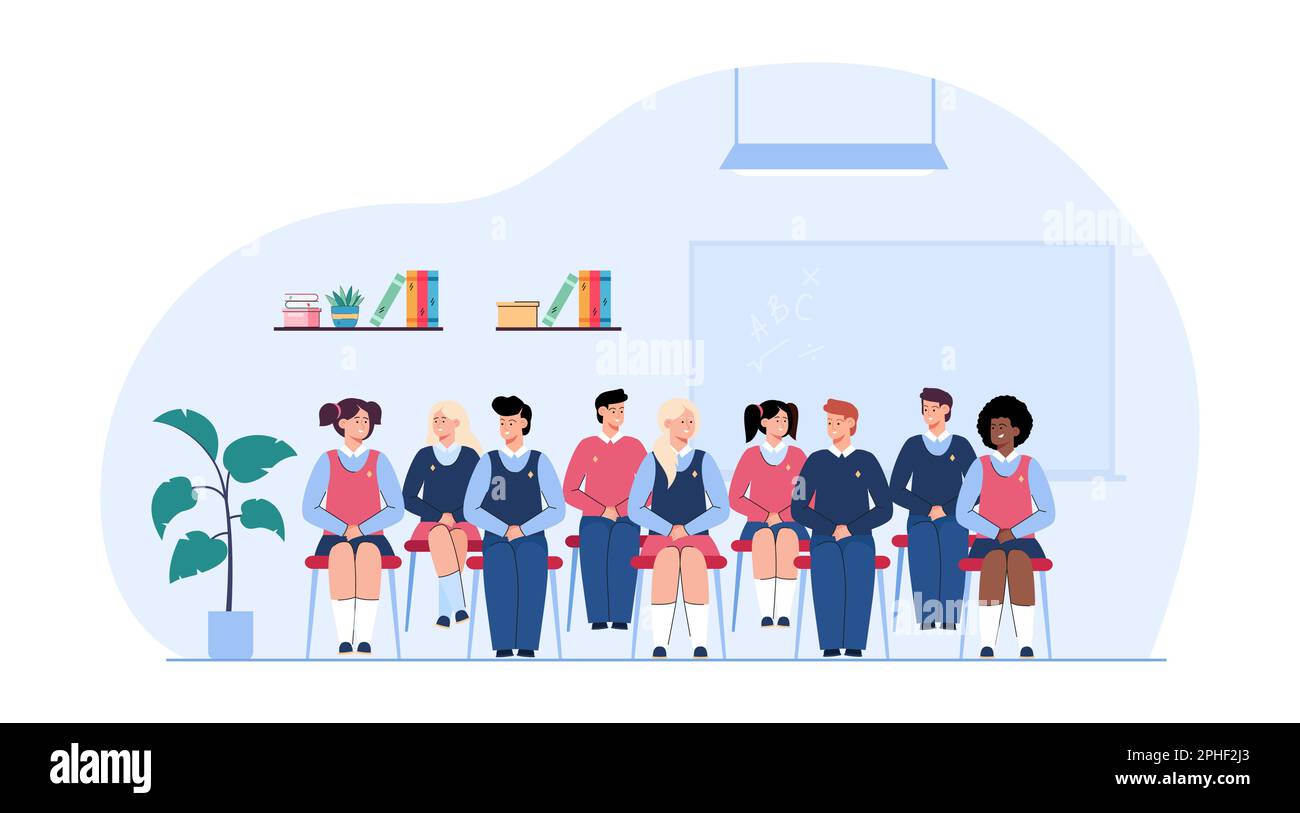 On chairs group people Stock Vector Images - Alamy