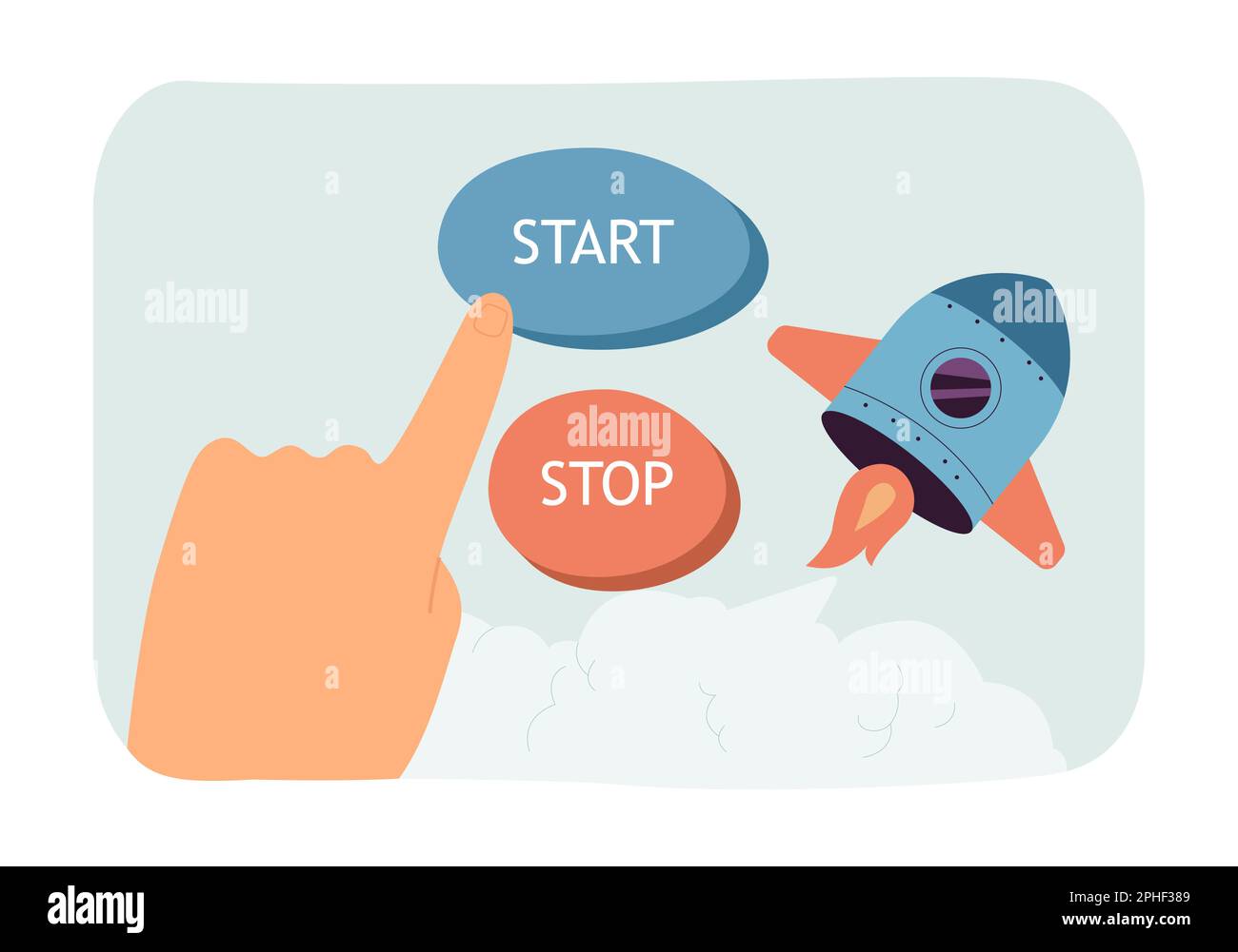 Hand activating start button hi-res stock photography and images - Alamy