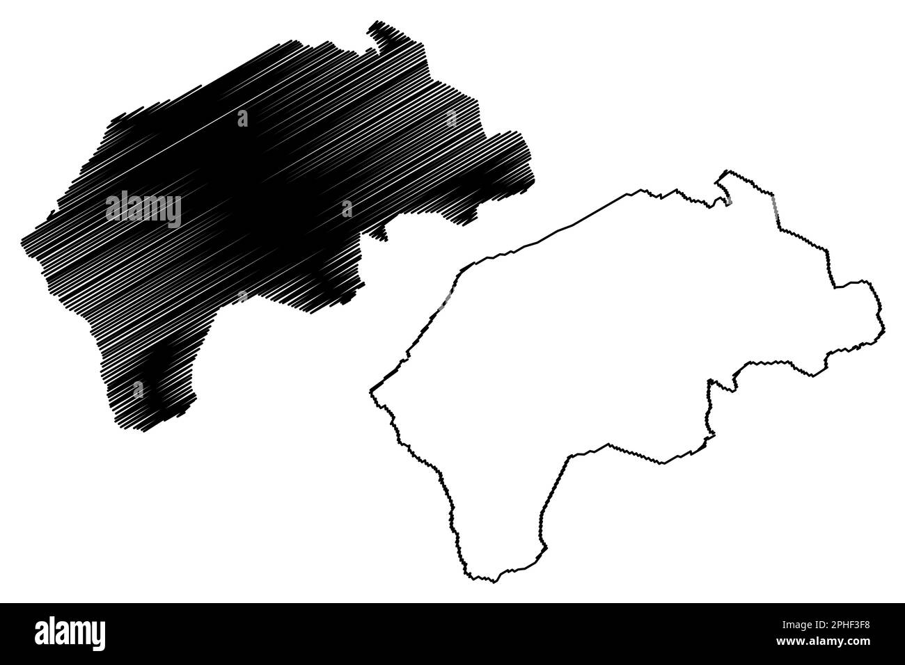 Surrey heath vector outline map Black and White Stock Photos & Images ...