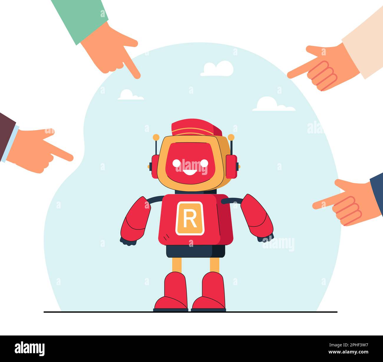 Hands pointing at cute robot cartoon character Stock Vector Image & Art ...