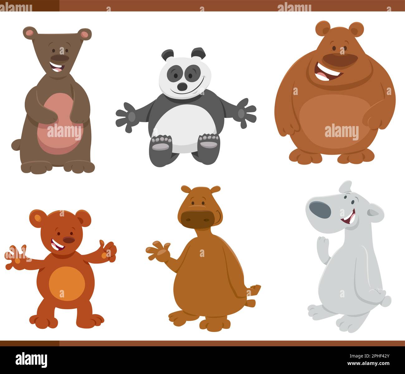 Cartoon illustration of funny bears wild animals comic characters set ...