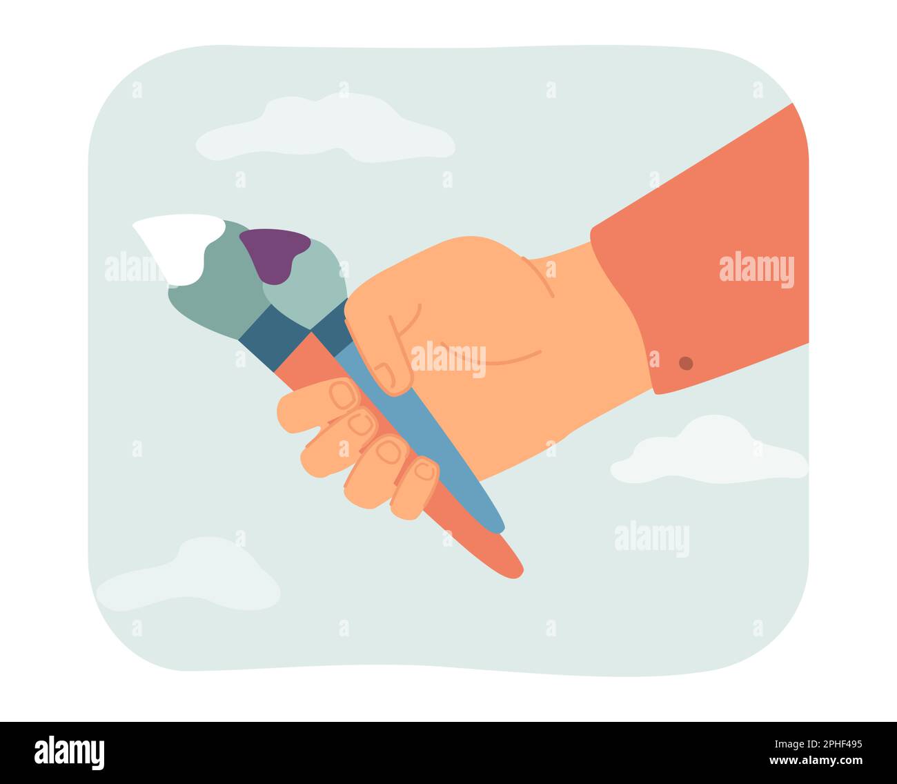 Cartoon painter holding paintbrush Cut Out Stock Images & Pictures - Alamy