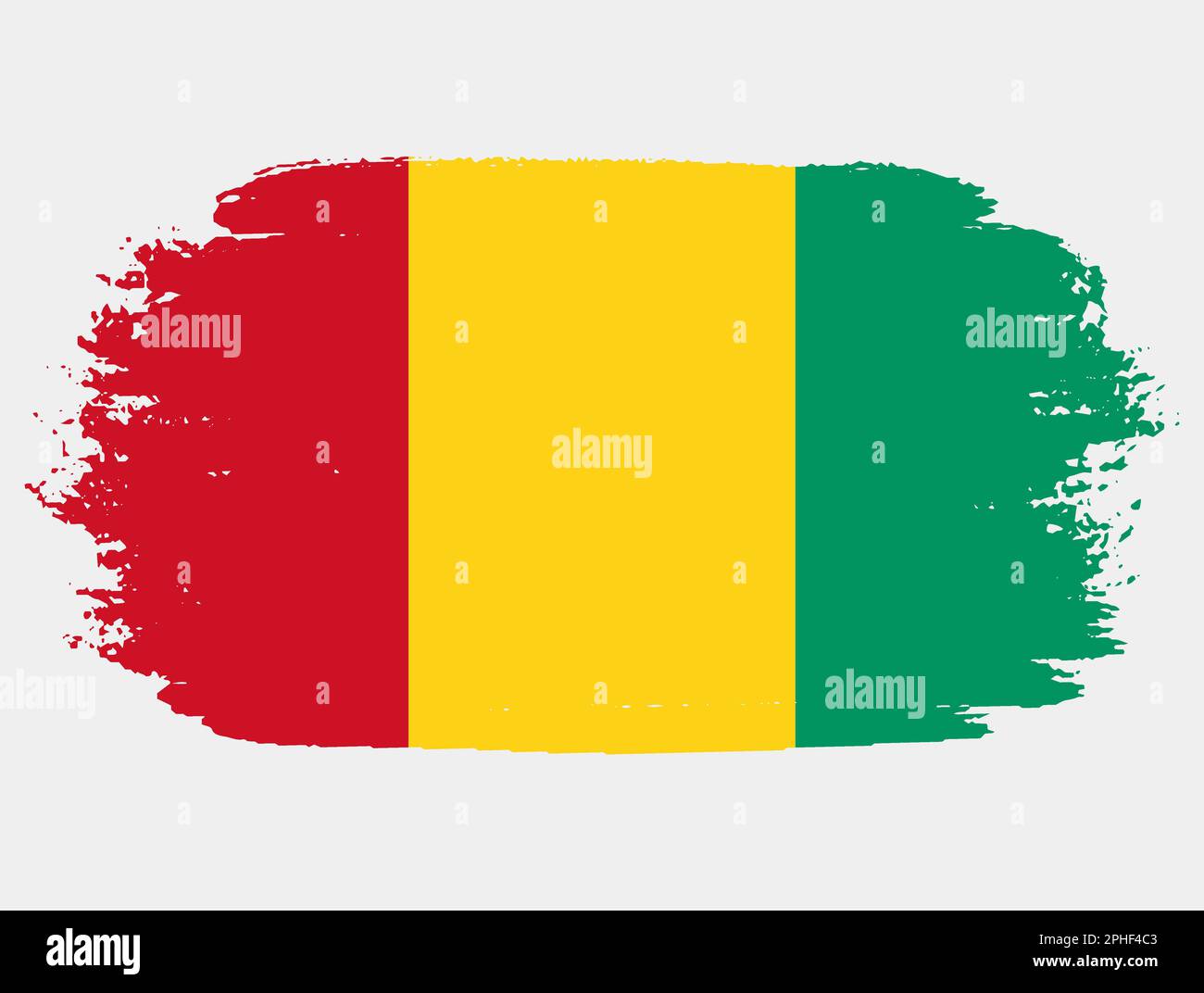 Artistic grunge brush flag of Guinea isolated on white background ...
