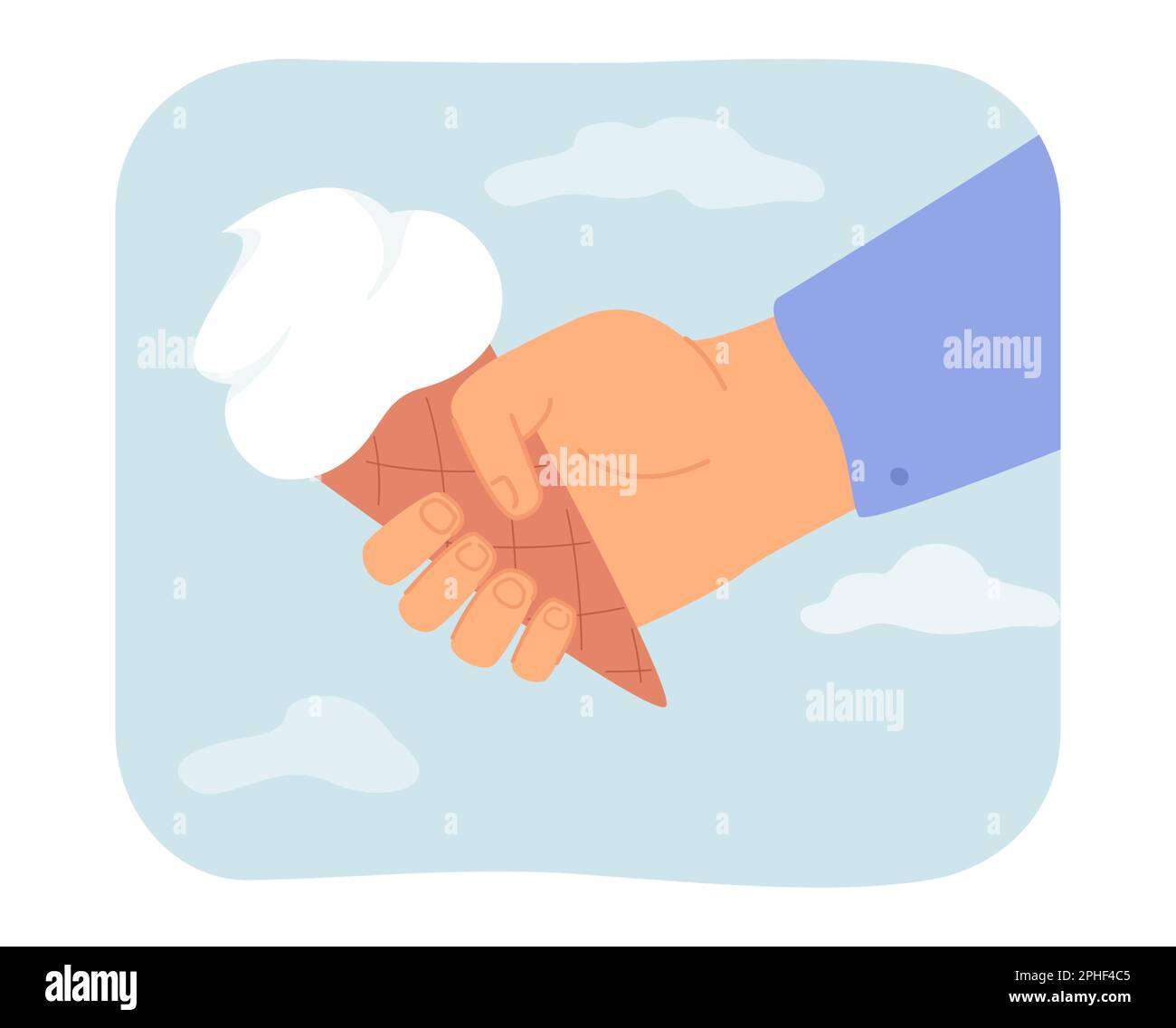 Hand holding ice cream cone flat vector illustration Stock Vector Image ...