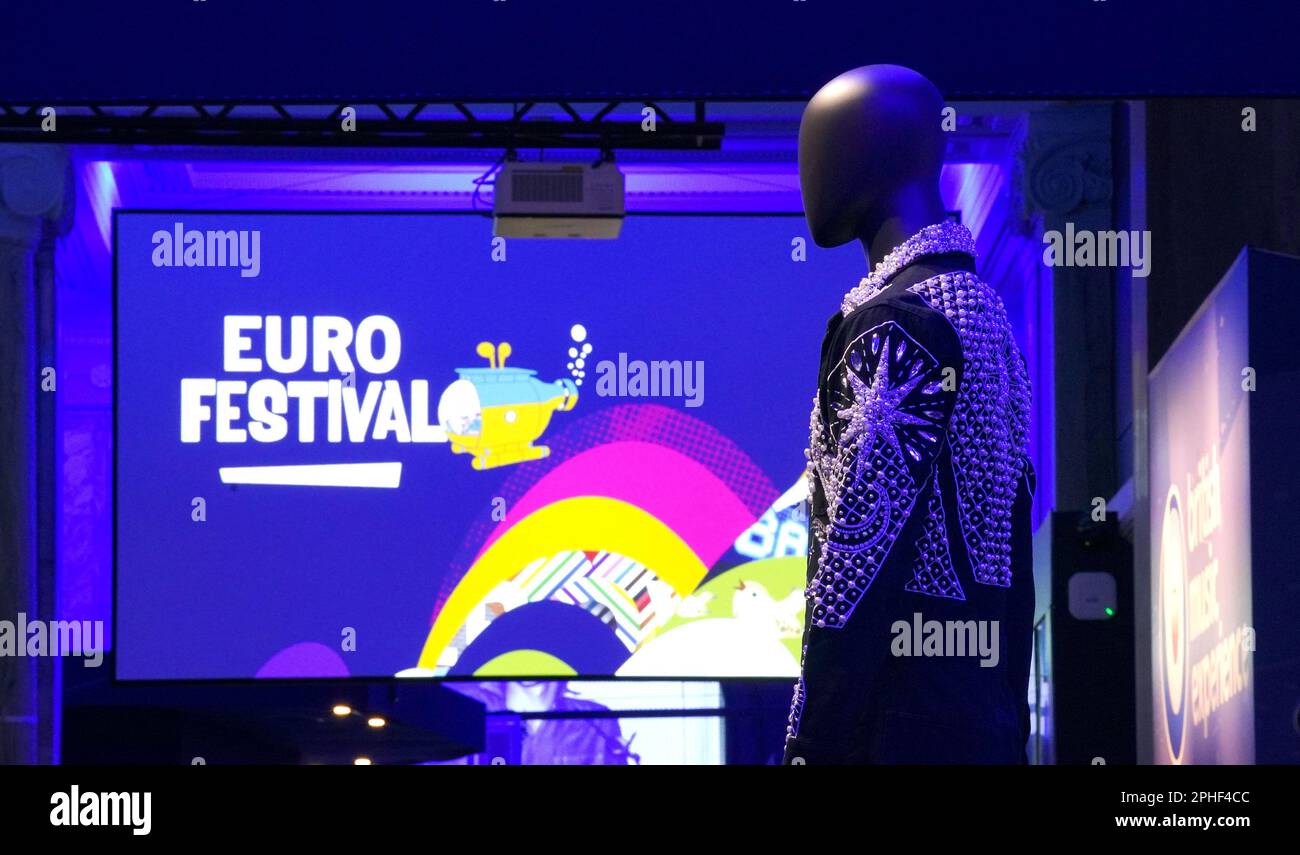 Sam Ryder's Eurovision Space Man jumpsuit on display during the launch ...