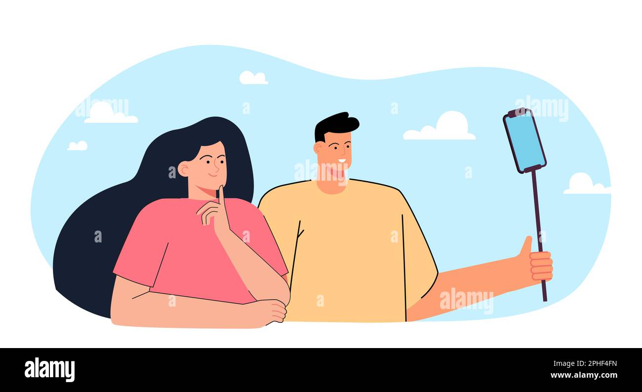 Couple taking photo Stock Vector Images - Alamy