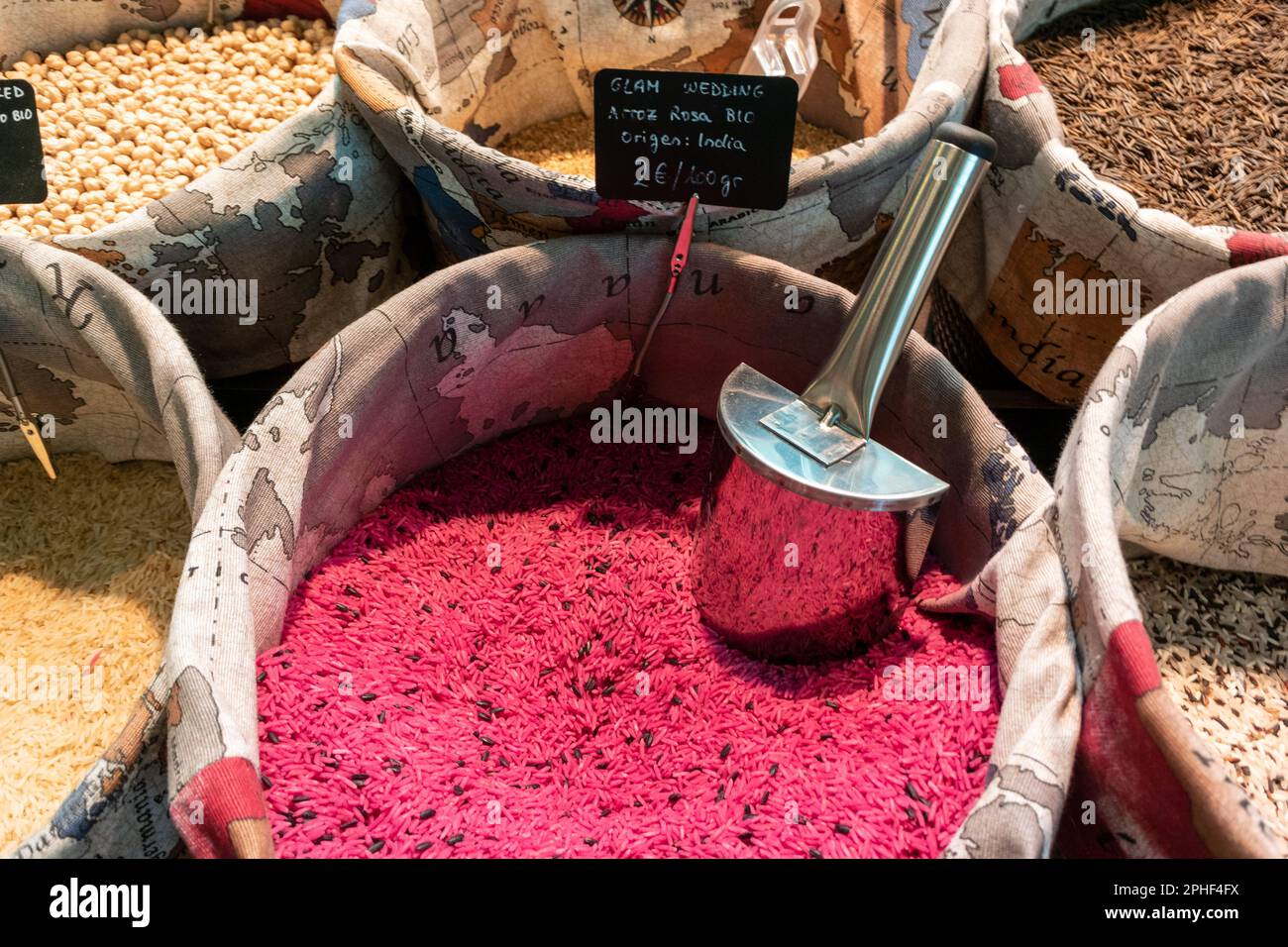 High angle view of colorful products in a market Stock Photo - Alamy