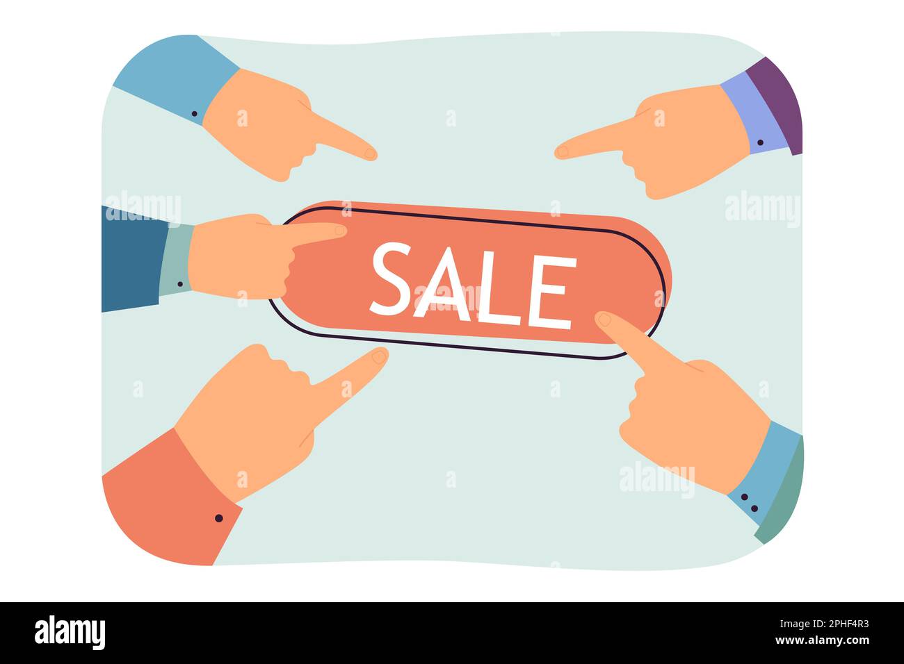 Human hands pointing on sale button with fingers Stock Vector Image ...