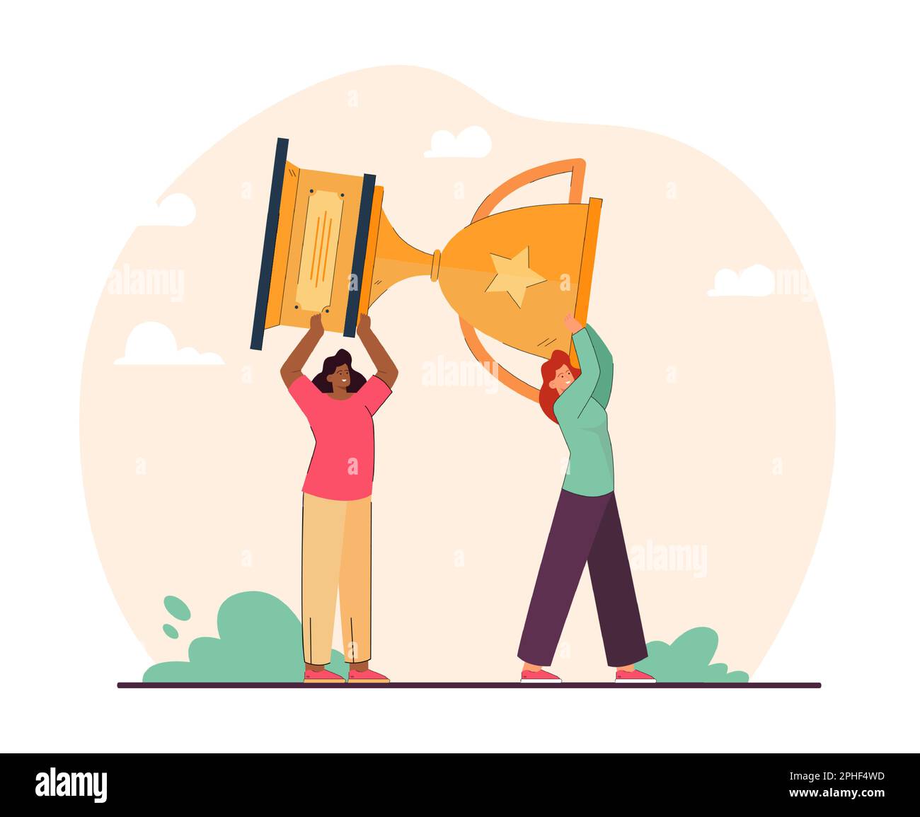 Woman holding trophy cup Stock Vector Images - Alamy
