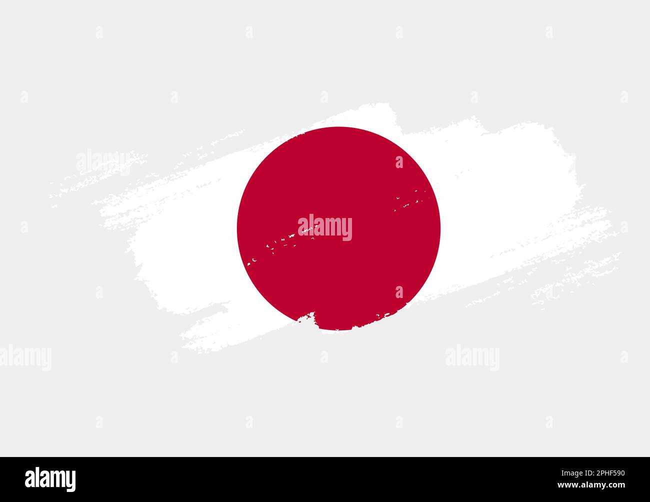 Artistic grunge brush flag of Japan isolated on white background. Elegant texture of national ...