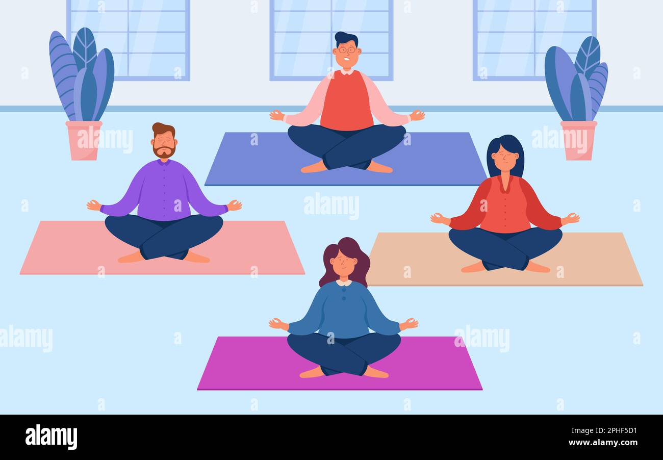 Group people doing yoga pose Stock Vector Images - Alamy