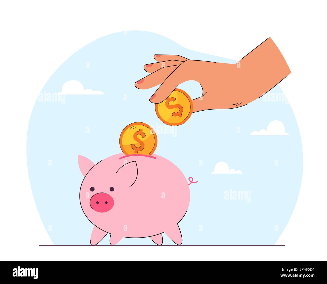 Saving money putting coins Stock Vector Images - Alamy