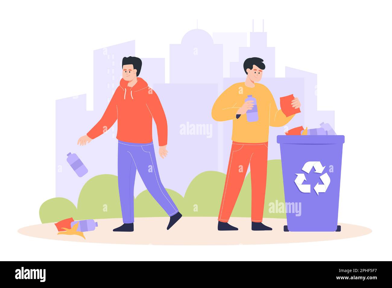 Right and wrong approach to throwing away trash Stock Vector Image ...