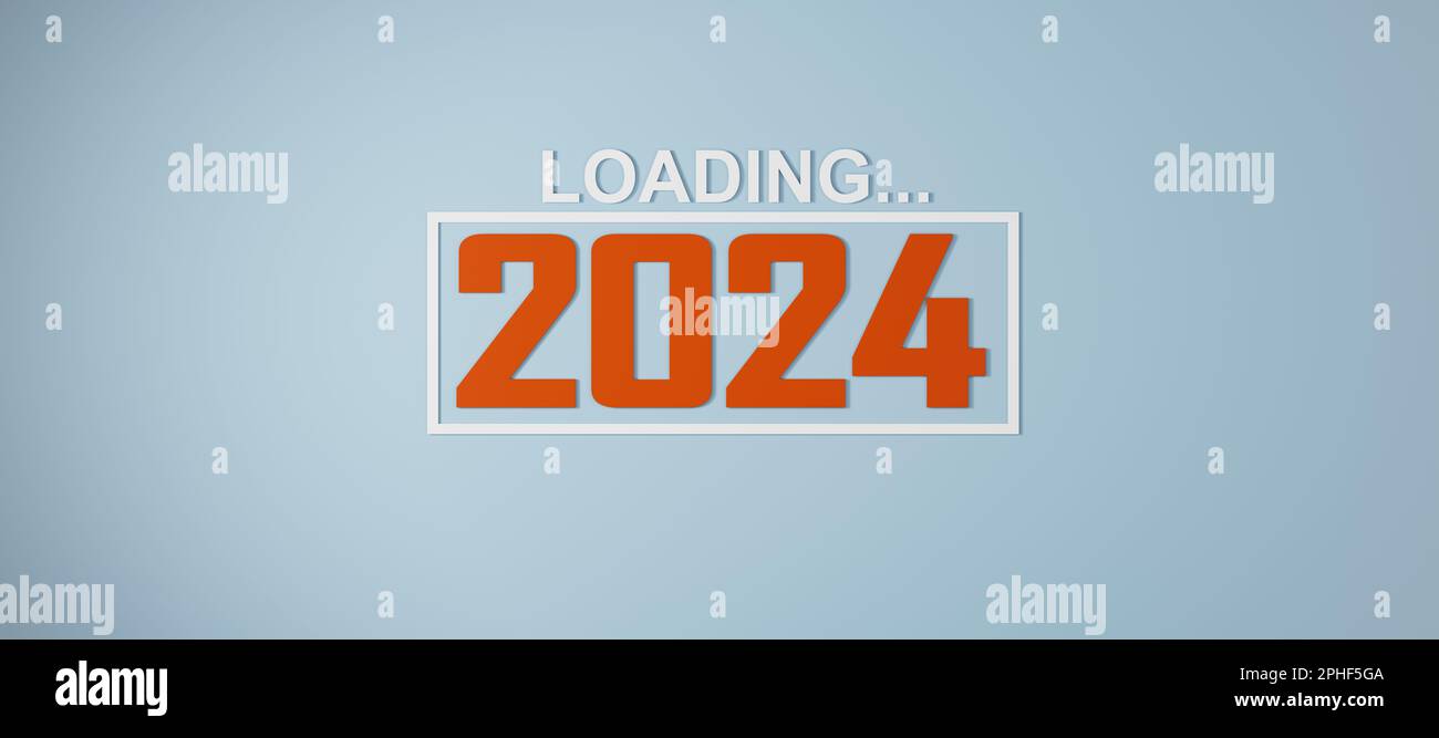 2024 New Year Loading. Loading bar with red text 2024 on blue ...