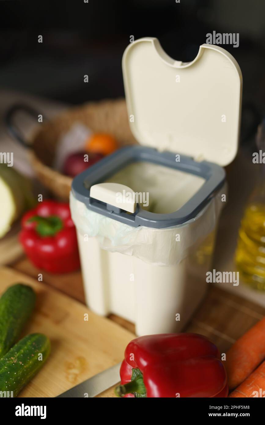 Bokashi composter bin in a domestic kitchen. Compost container for ...