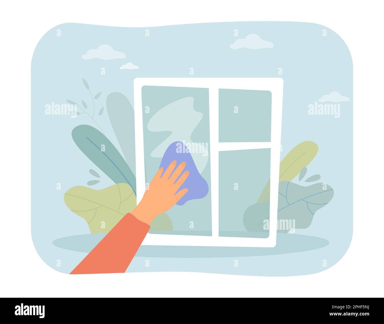Female hand washing window with wipe flat vector illustration Stock ...