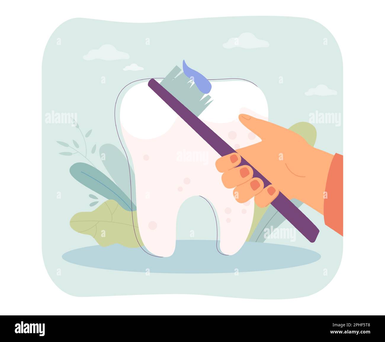 Hand holding brush with toothpaste flat vector illustration Stock ...