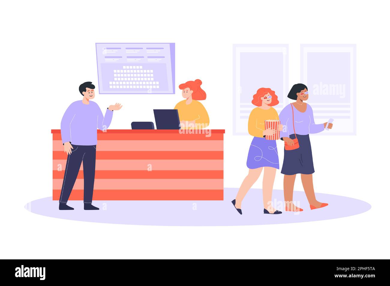 Cinema cashier selling tickets flat vector illustration Stock Vector ...