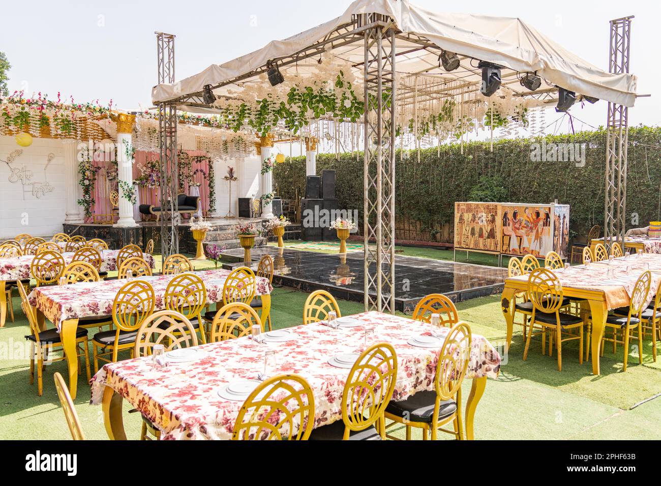 An empty restaurant venue of weddings and events in Giza, Egypt Stock ...