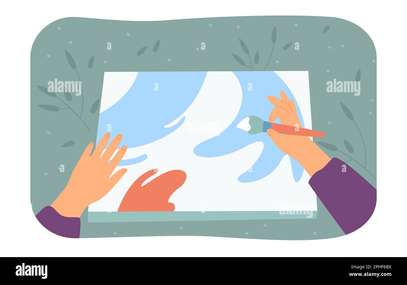 Person painting picture with colors flat vector illustration Stock ...