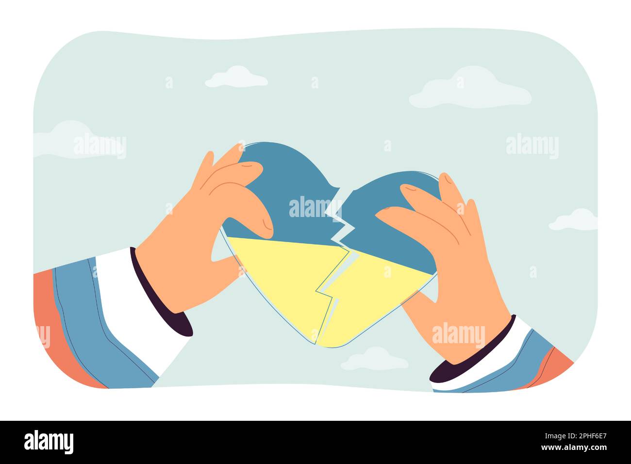 Russian hands breaking heart with Ukrainian flag Stock Vector Image ...