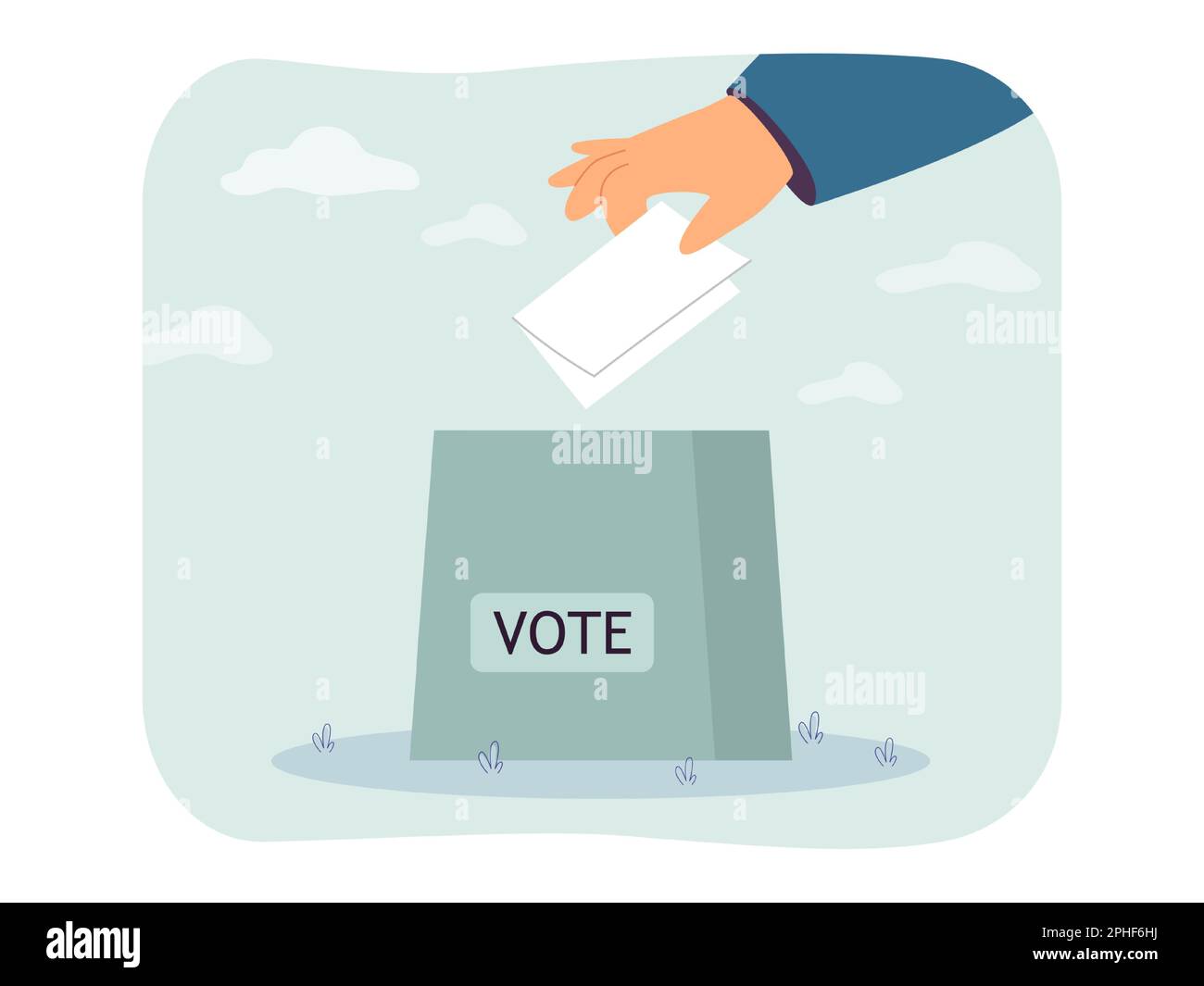 Hand putting ballot into vote box flat vector illustration Stock Vector ...