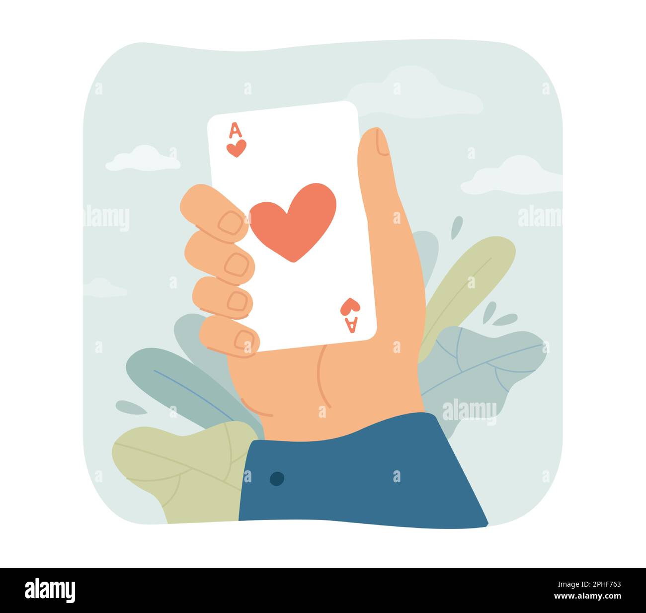 Hand holding hearts playing card flat vector illustration Stock Vector ...