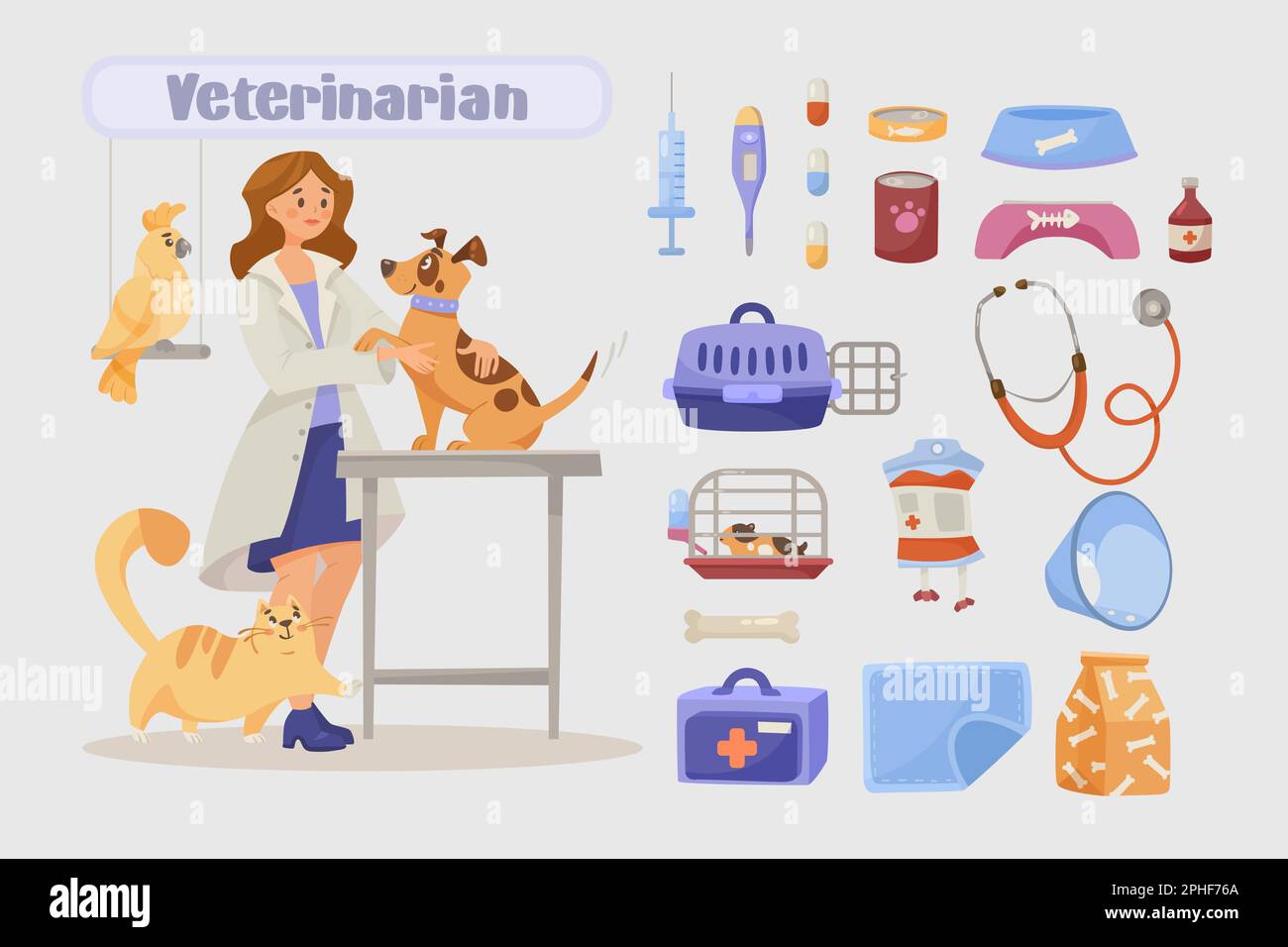Veterinarian tools cartoon illustration set Stock Vector Image & Art ...