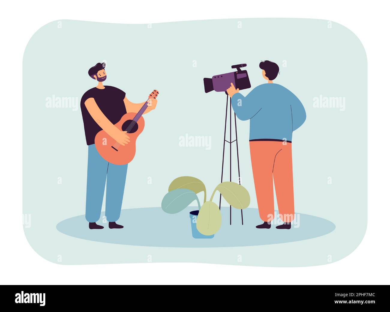 Director shooting guy playing guitar flat vector illustration Stock ...