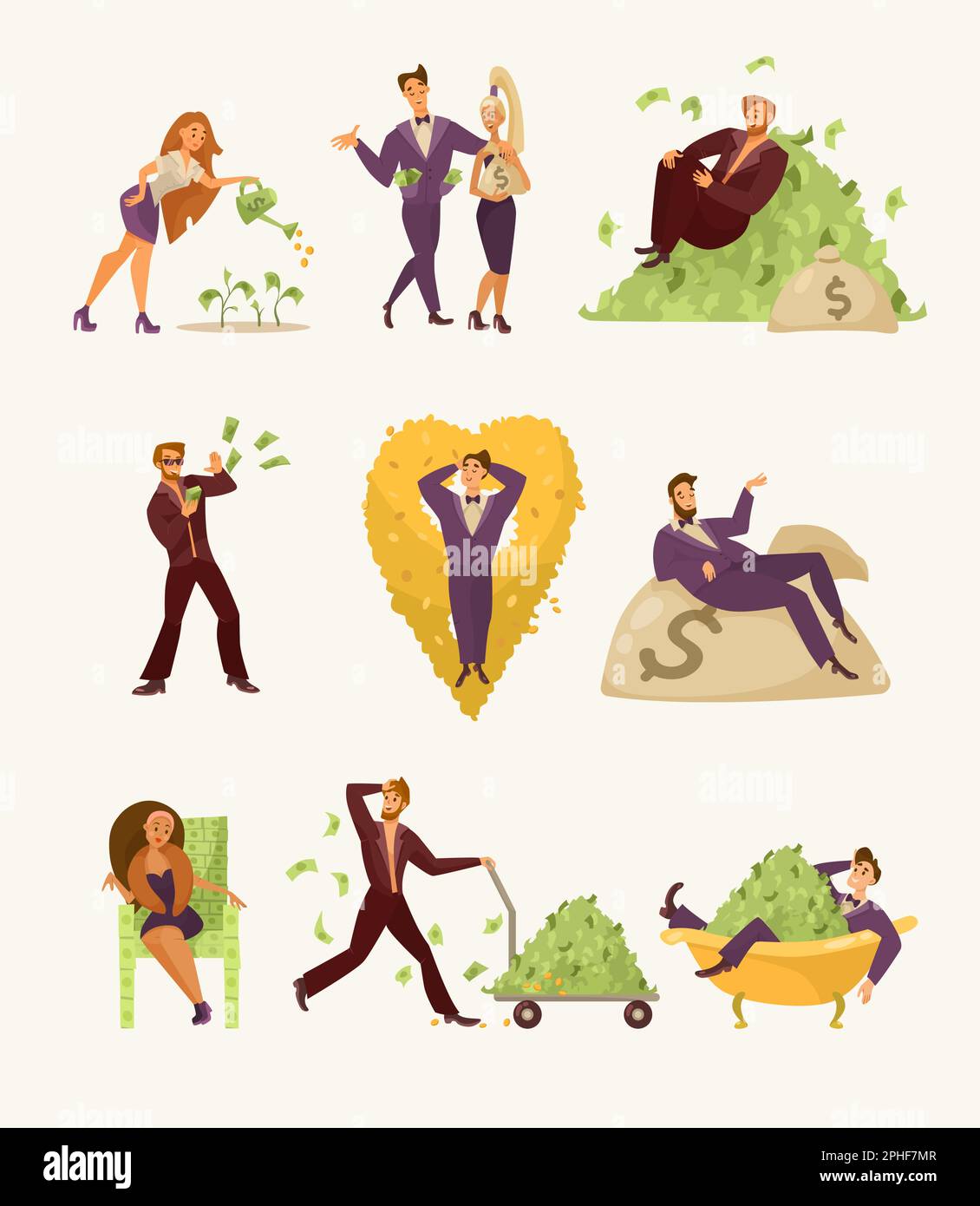 Rich men and women cartoon illustration set Stock Vector Image & Art ...