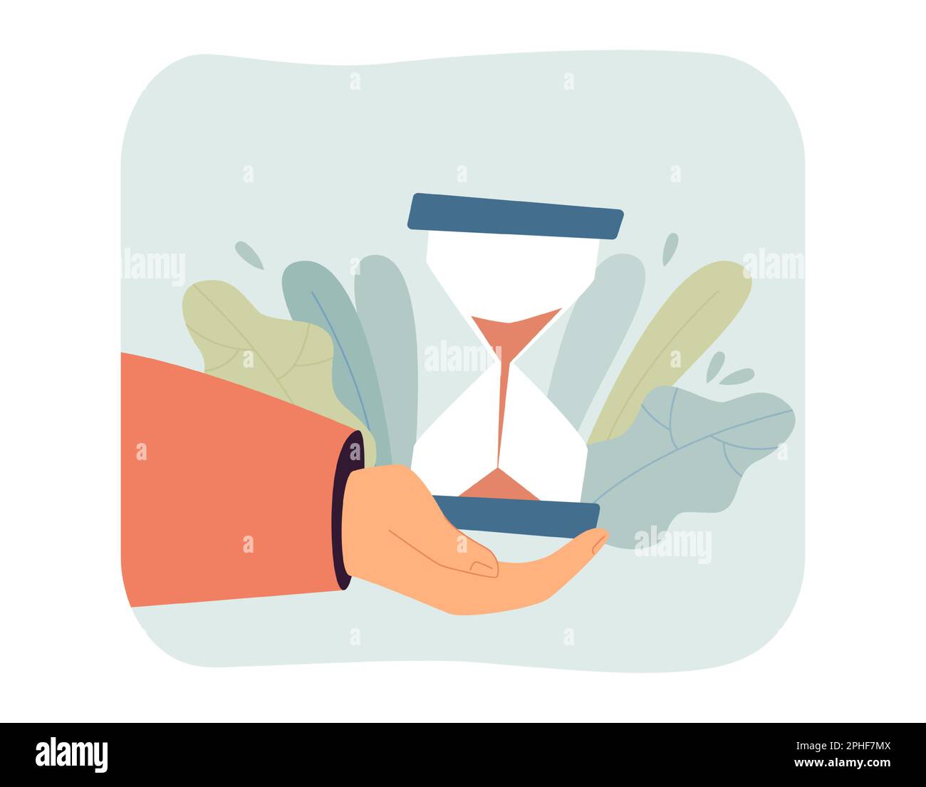 Hand holding sand-glass flat vector illustration Stock Vector Image ...