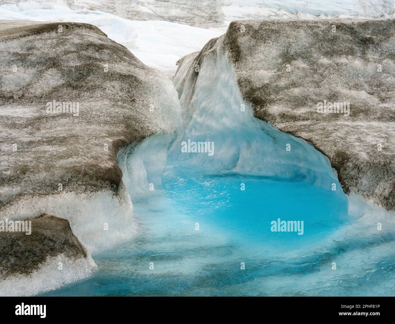 Drainage system on the surface of the ice sheet. The brown sediment on ...