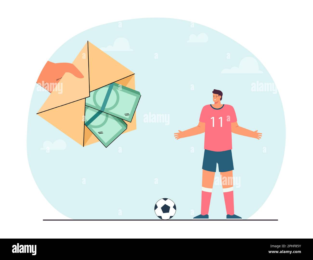 Hand offering money in envelope to football player Stock Vector Image ...