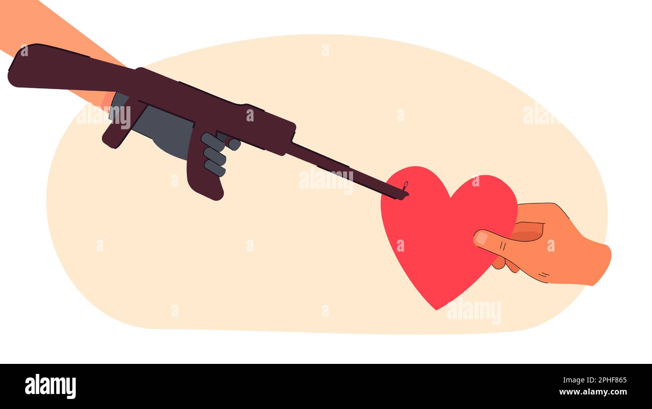 Hand threatening with gun to hand holding heart Stock Vector Image ...