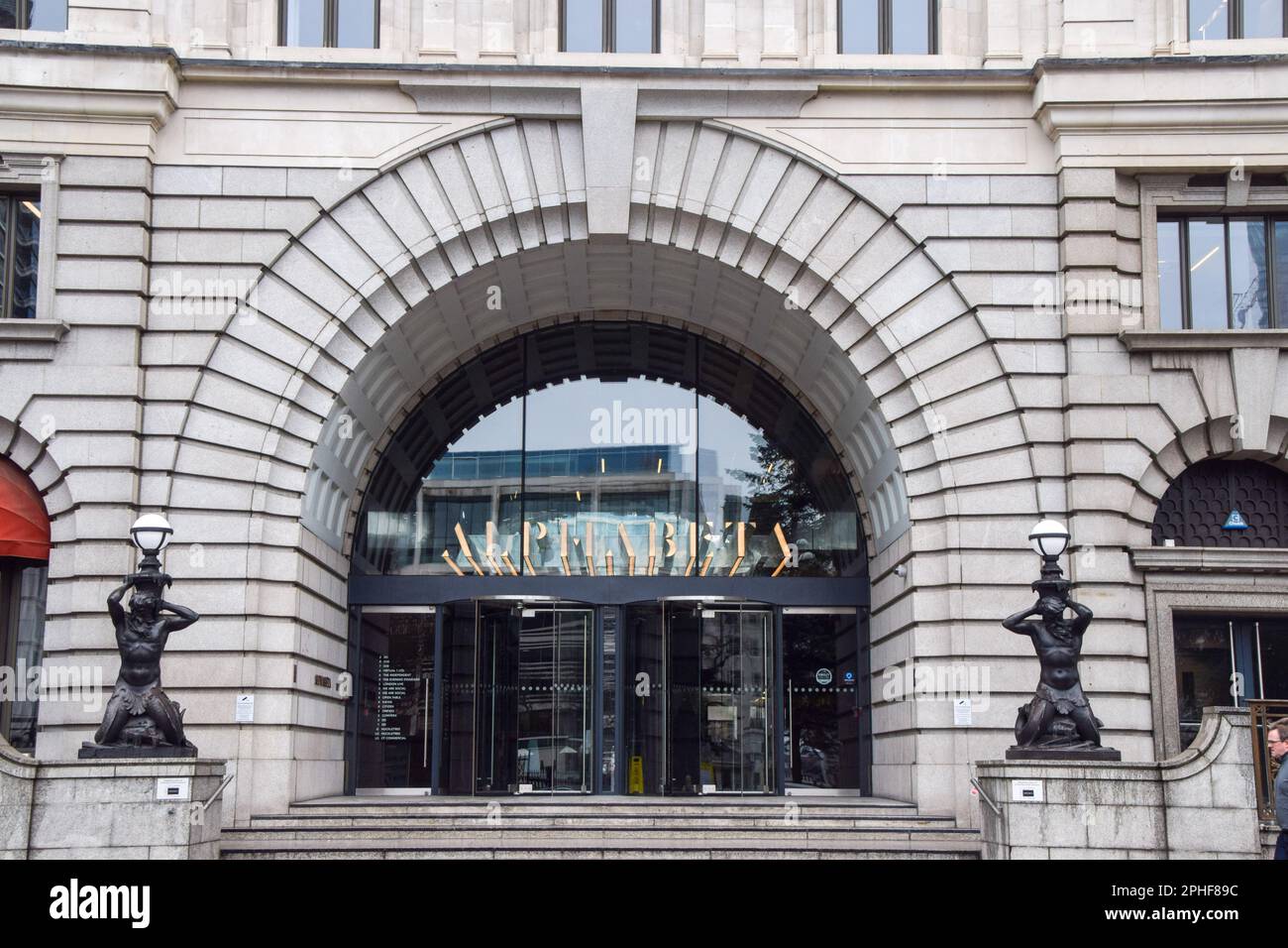 London, UK. 28th March 2023. Exterior view of Alphabeta building in ...