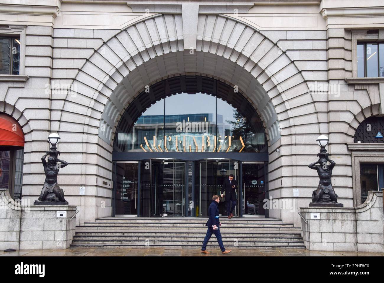 London, UK. 28th March 2023. Exterior view of Alphabeta building in ...