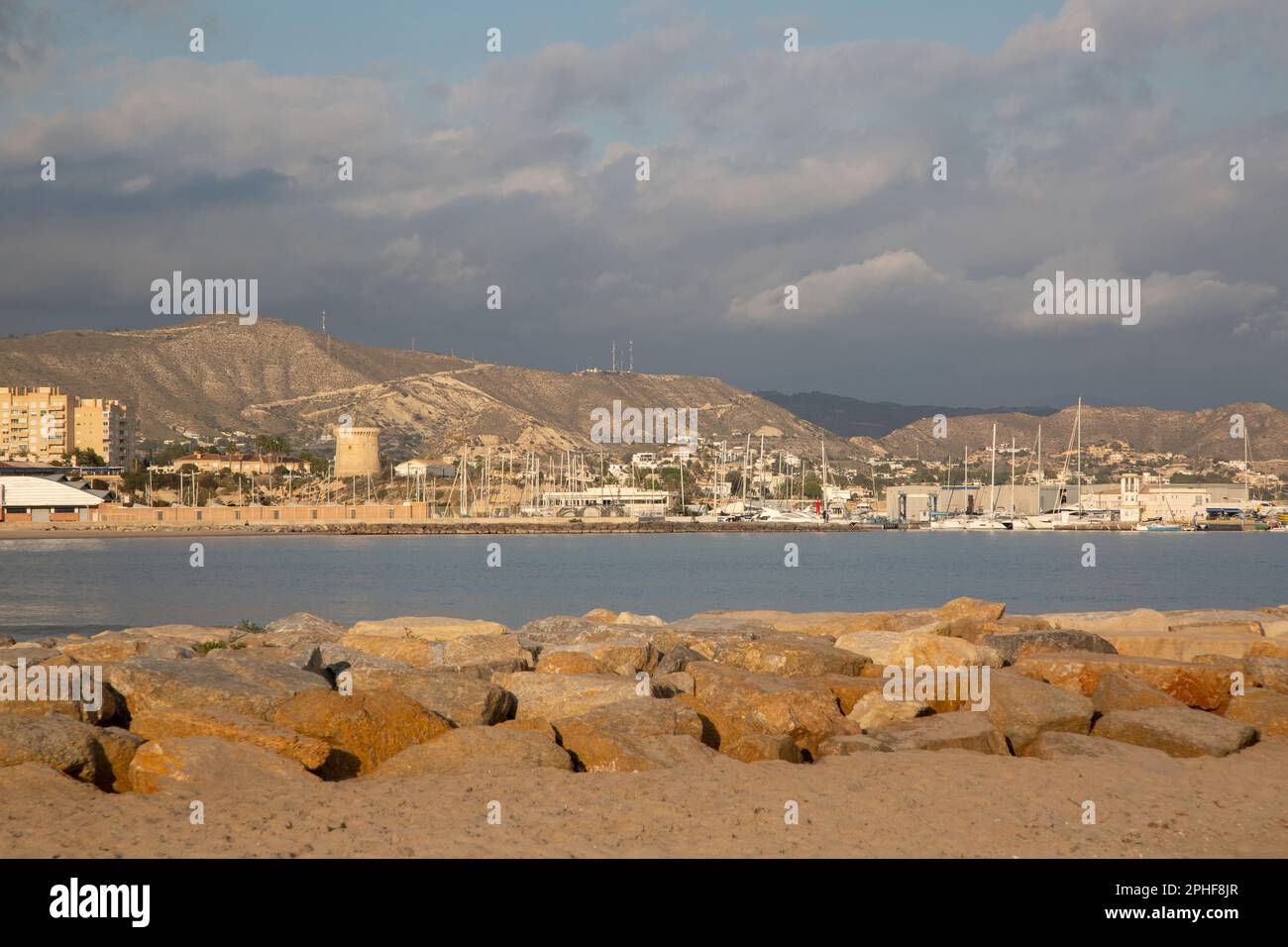 Port and Beach, El Campello, Alicante, Spain Stock Photo - Alamy