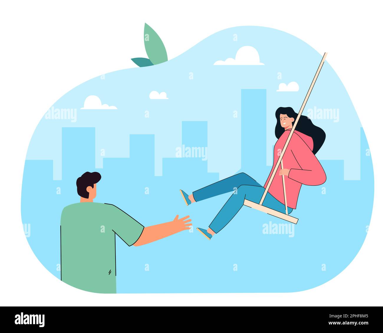 Boy girl playing on swing Cut Out Stock Images & Pictures - Alamy