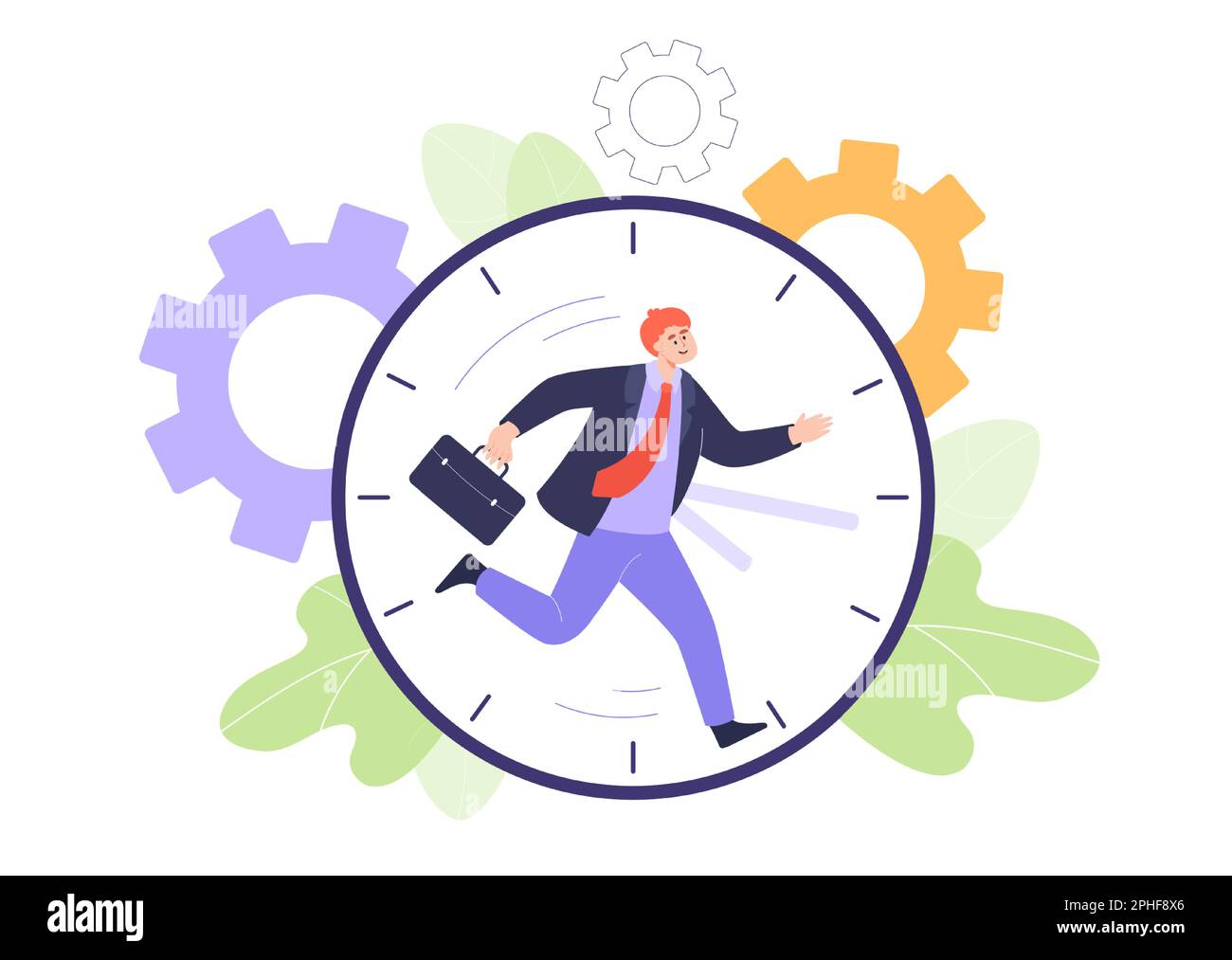 Business person running on clock dial flat vector illustration Stock ...