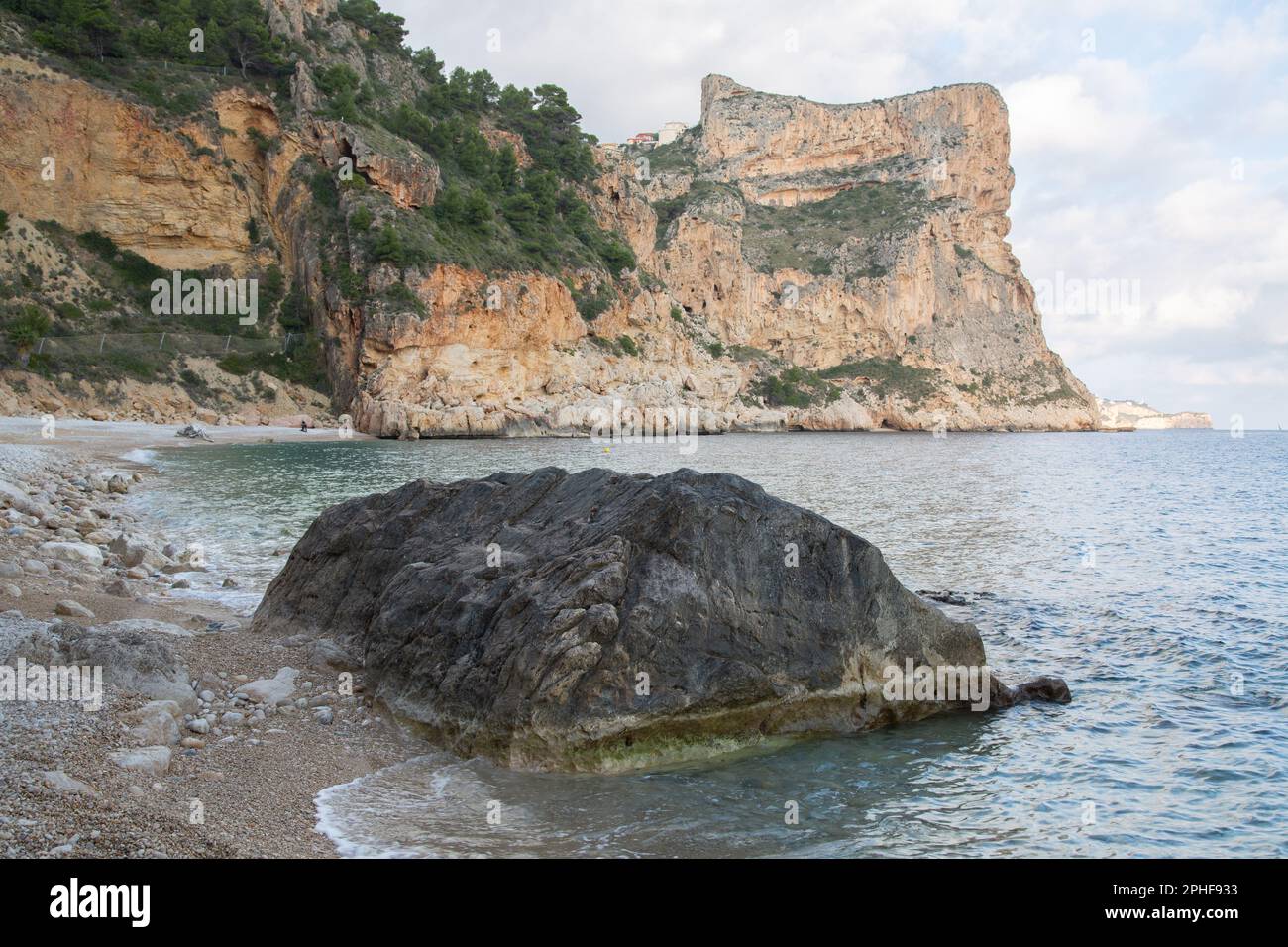 Landscape View at Moraig Cove Beach with Rock; Alicante; Spain Stock ...
