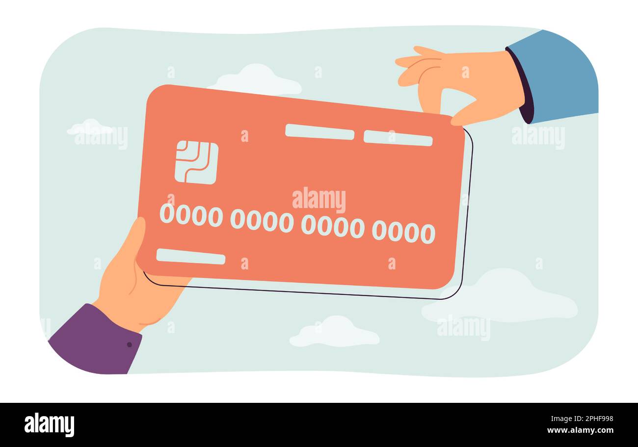 Hands of people holding big credit card Stock Vector Image & Art - Alamy