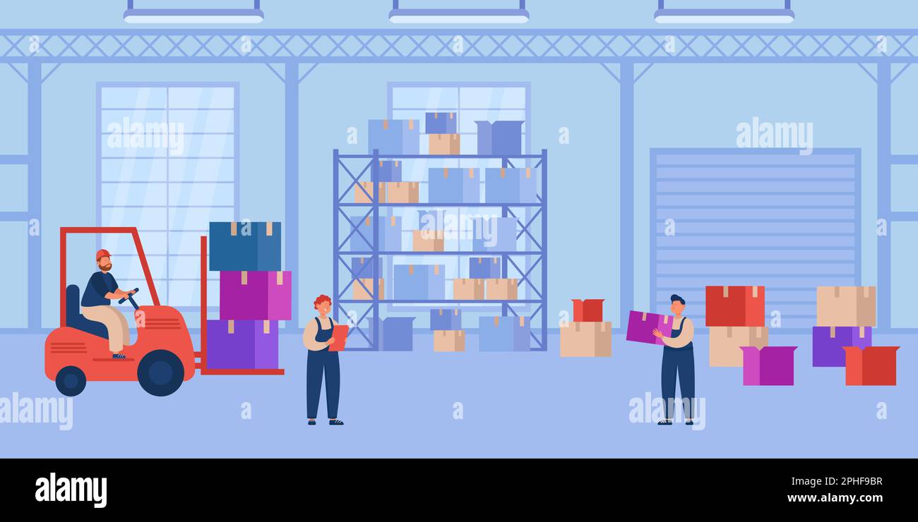 Warehouse man driving forklift truck Stock Vector Images - Alamy