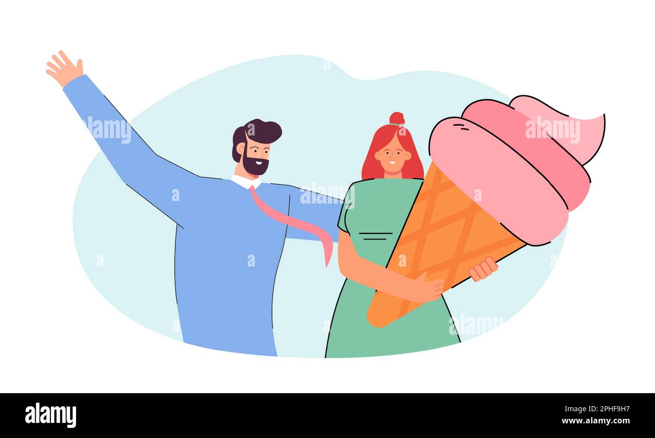 Office worker next to woman holding huge ice cream Stock Vector Image ...